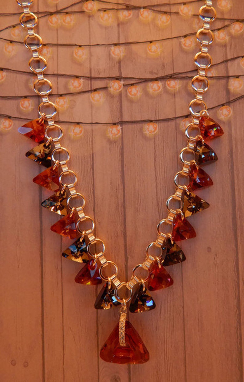 Unique Red and Black Necklace Silver Plated Chain With Red - Etsy