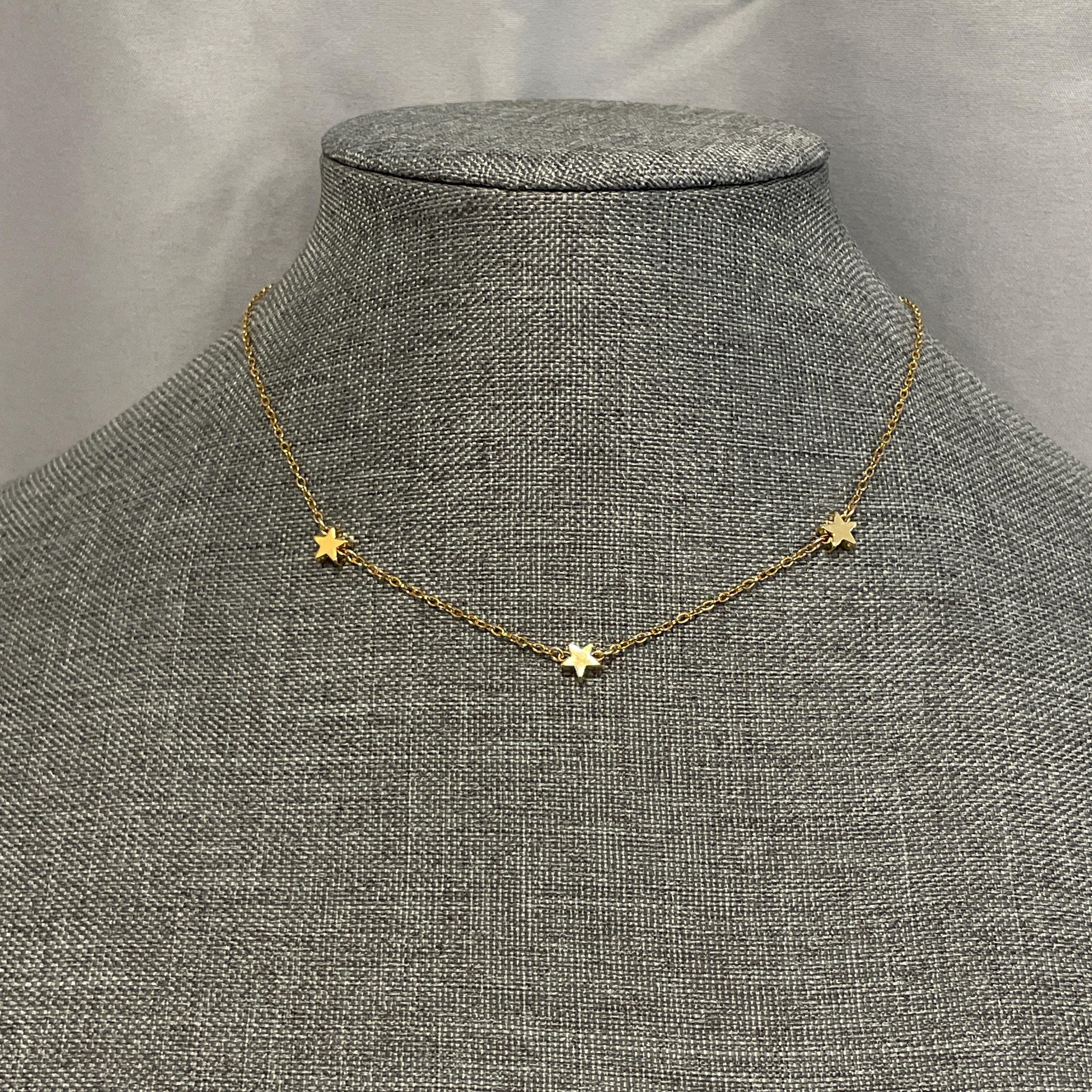 Triple Star Necklace, Gold Filled Chain Necklace, Star Necklace, Gift ...