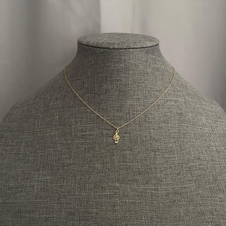 Gold Treble Clef Necklace – Music Note Pendant Necklace – Dainty Music ...