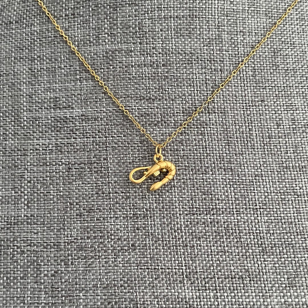 Small Shrimp Necklace, Beach Shrimp Pendant Necklace for Women, Cute ...