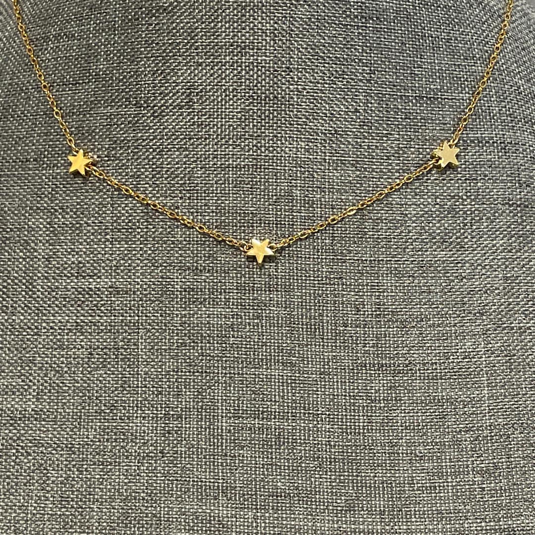 Triple Star Necklace, Gold Filled Chain Necklace, Star Necklace, Gift ...