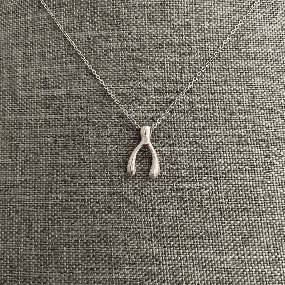 Good Luck Wishbone Necklace, Gold and Silver Wishbone Pendant Necklace ...