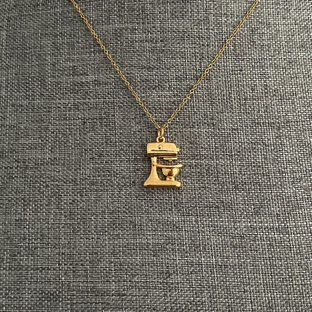 Gold Baking Mixer Necklace, Baker's Jewelry, Baking Hobby Jewelry for ...
