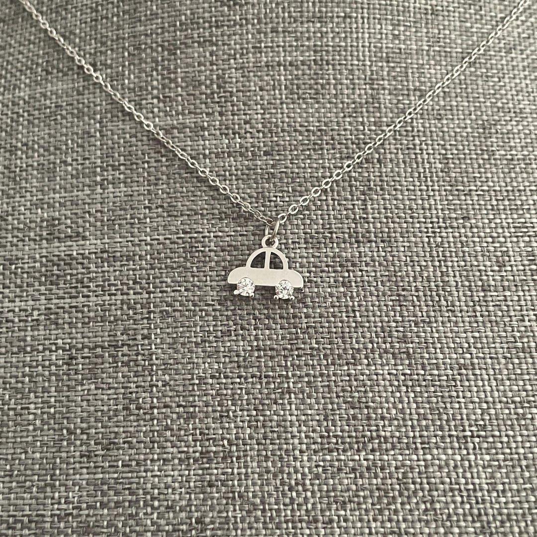 Cute Car Charm Necklace, Minimalist Car Pendant Jewelry, Cubic Wheel ...