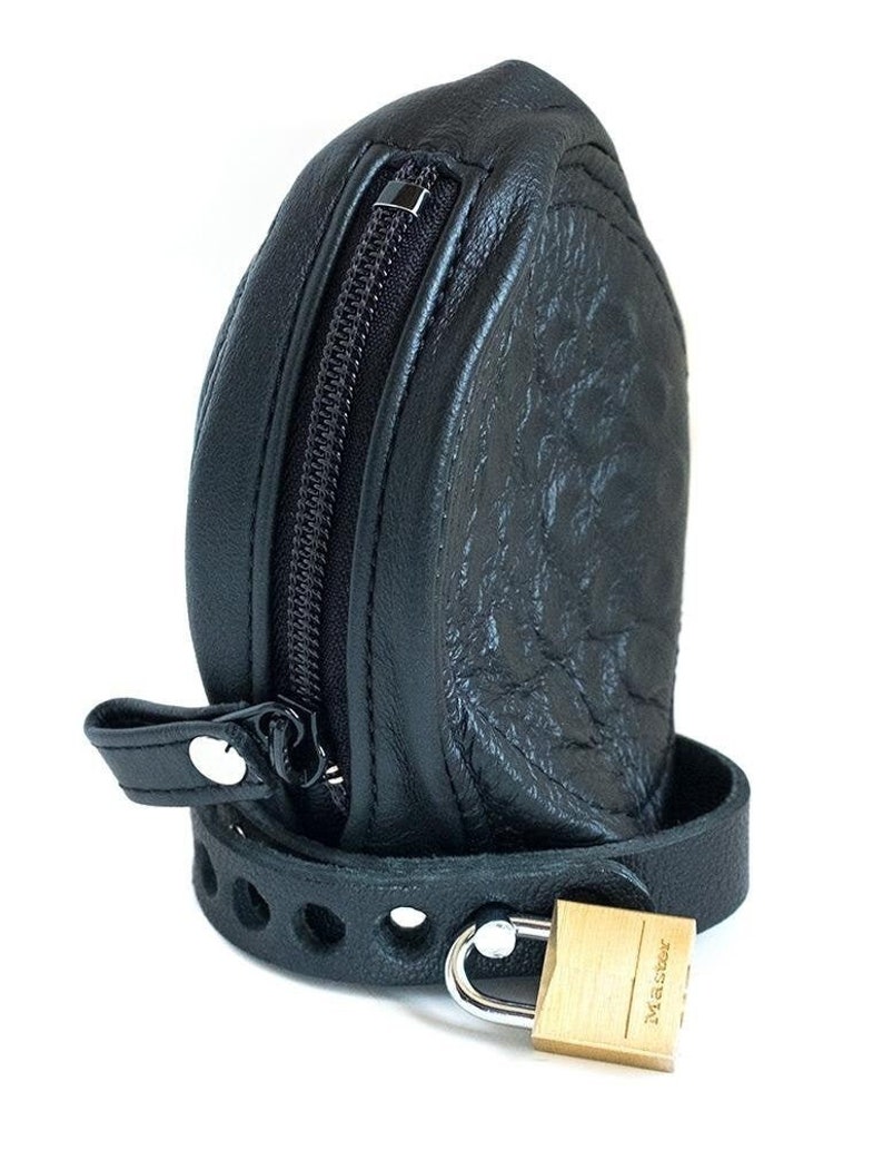 Bondage Black Leather Chastity Cage for Men with Pin Prick | Etsy