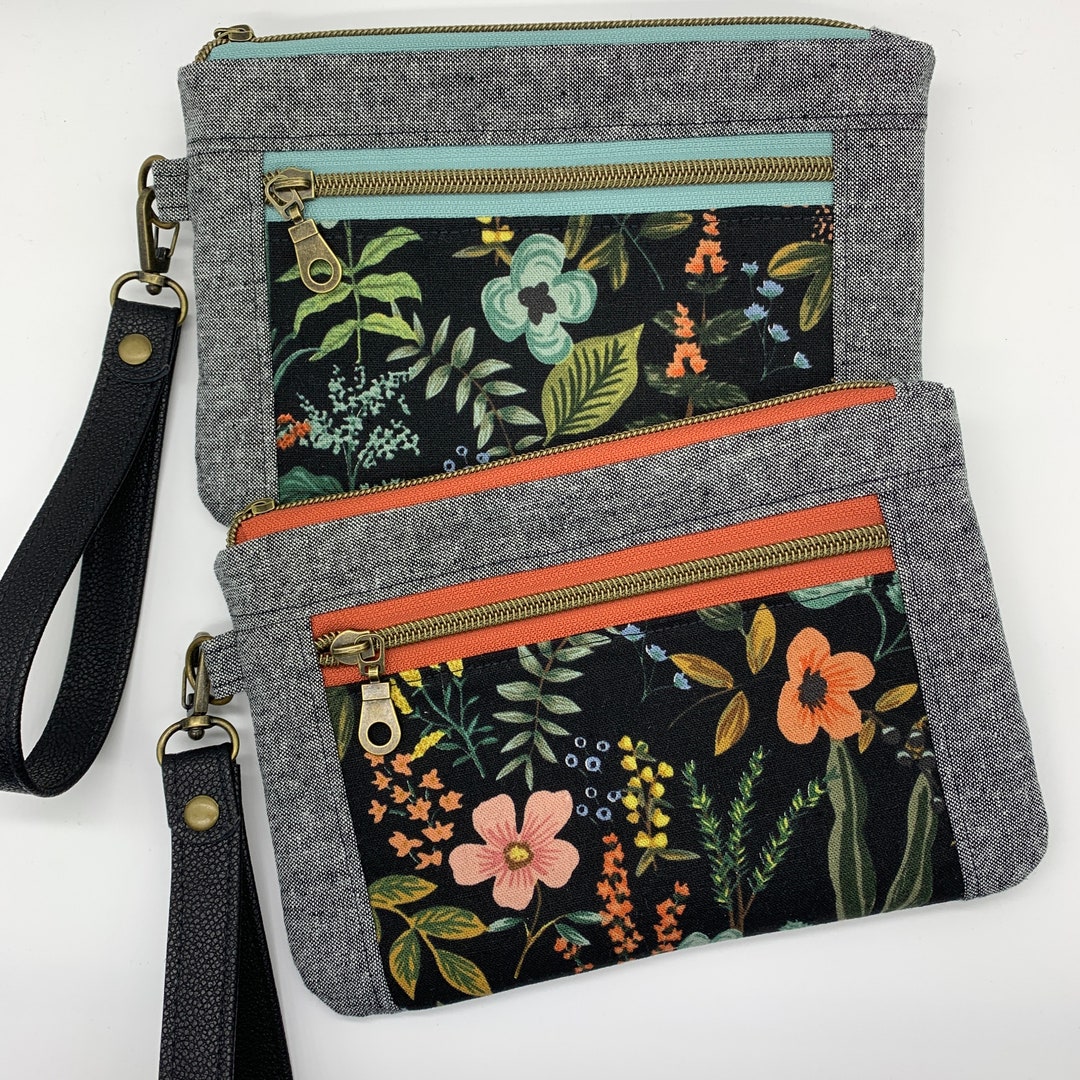 Floral Zipper Bag; Flower Zip Wallet; Floral Zipper Pouch; Double ...
