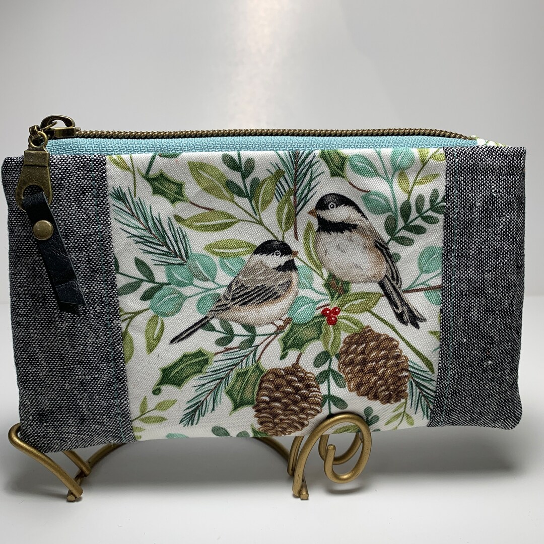 Chickadee Zipper Wallet; Chickadee Pouch; Bird Zipper Wallet; Bird ...