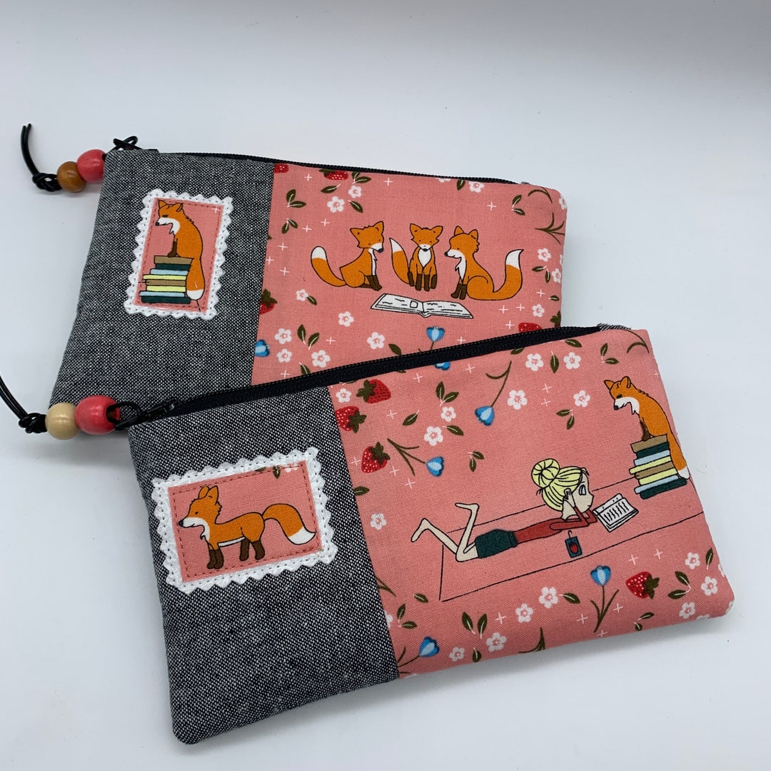 Fox Zipper Wallet; Fox Pouch; Book Wallet; Fox Book Pouch; Fox Stamp ...
