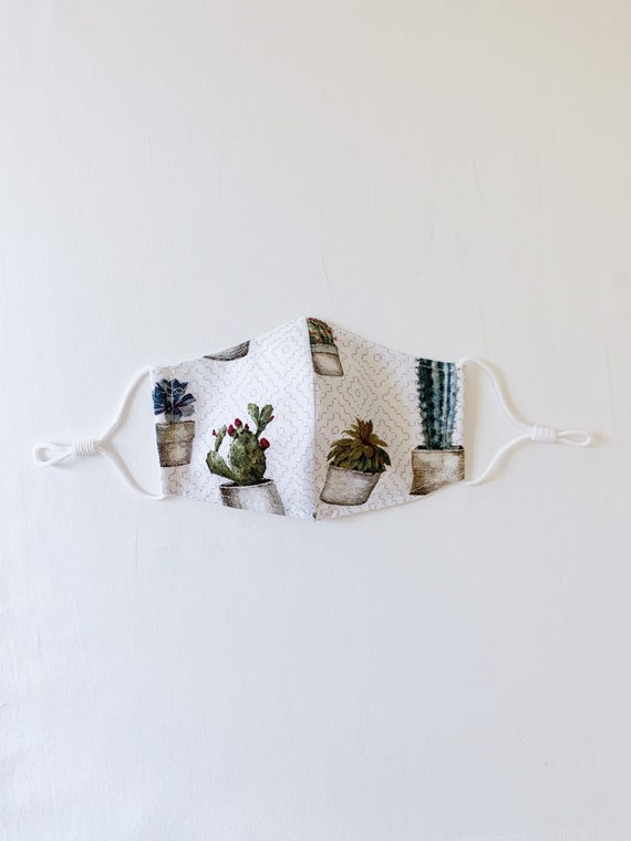 Succulent Cactus Plant Face Mask With Filter Pocket Nose Wire | Etsy