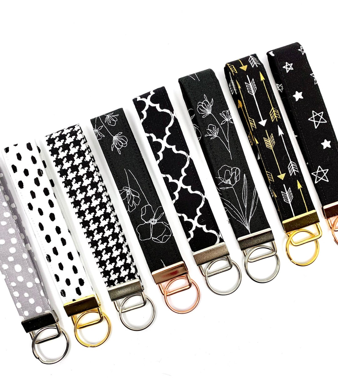 Key Fob Keychain/keychain Wristlet /modern Keychain/black White ...