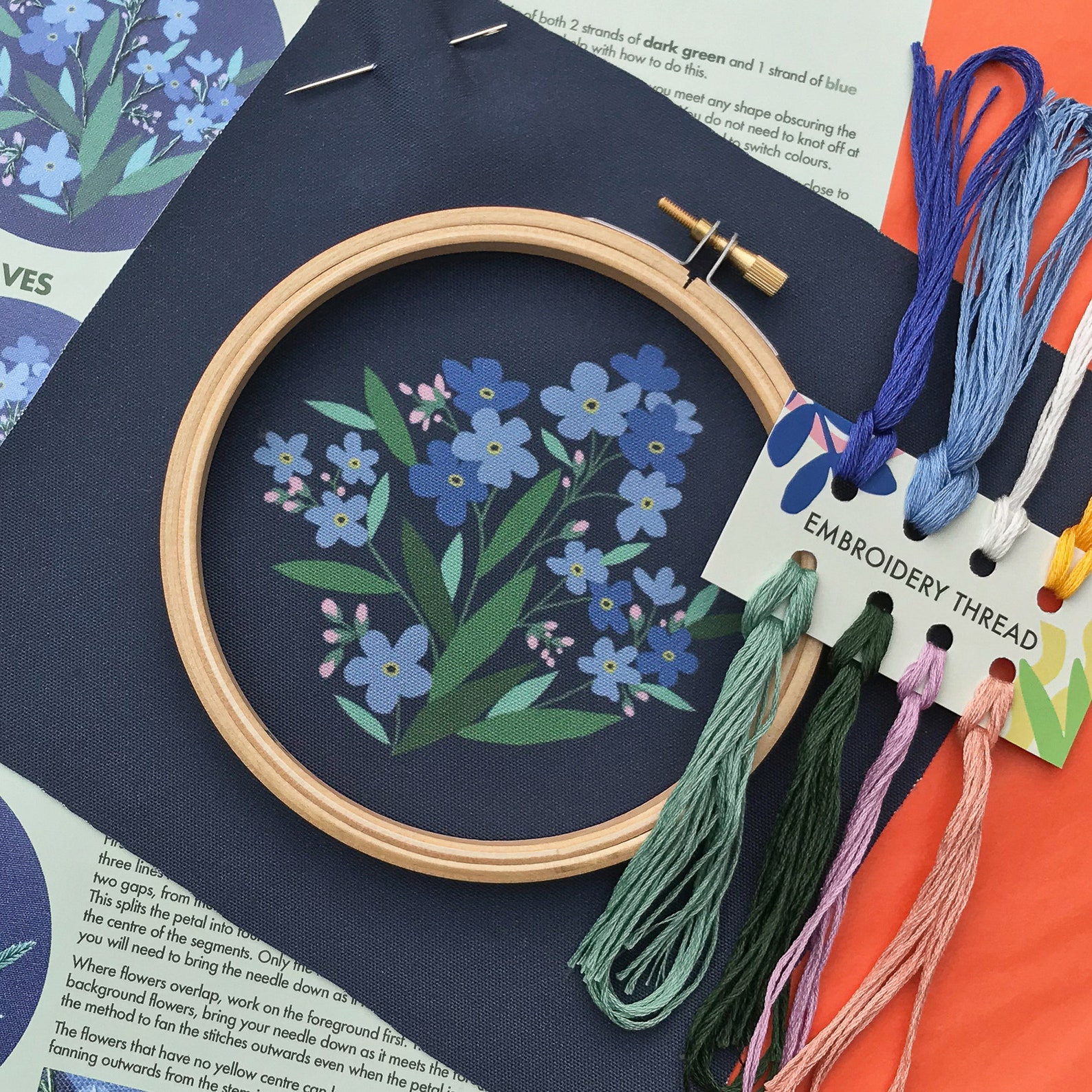 Forget-me-not Floral Embroidery Kit | Beginner Friendly | Contemporary ...