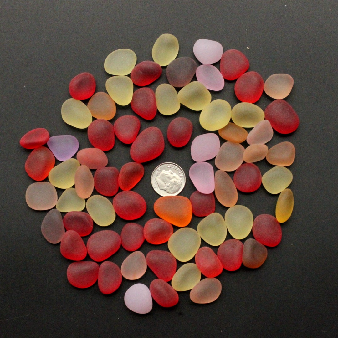Beach Sea Glass Lot Bulk Wholesale Mixed Color Red Yellow Orange 15 20mm Pieces Etsy