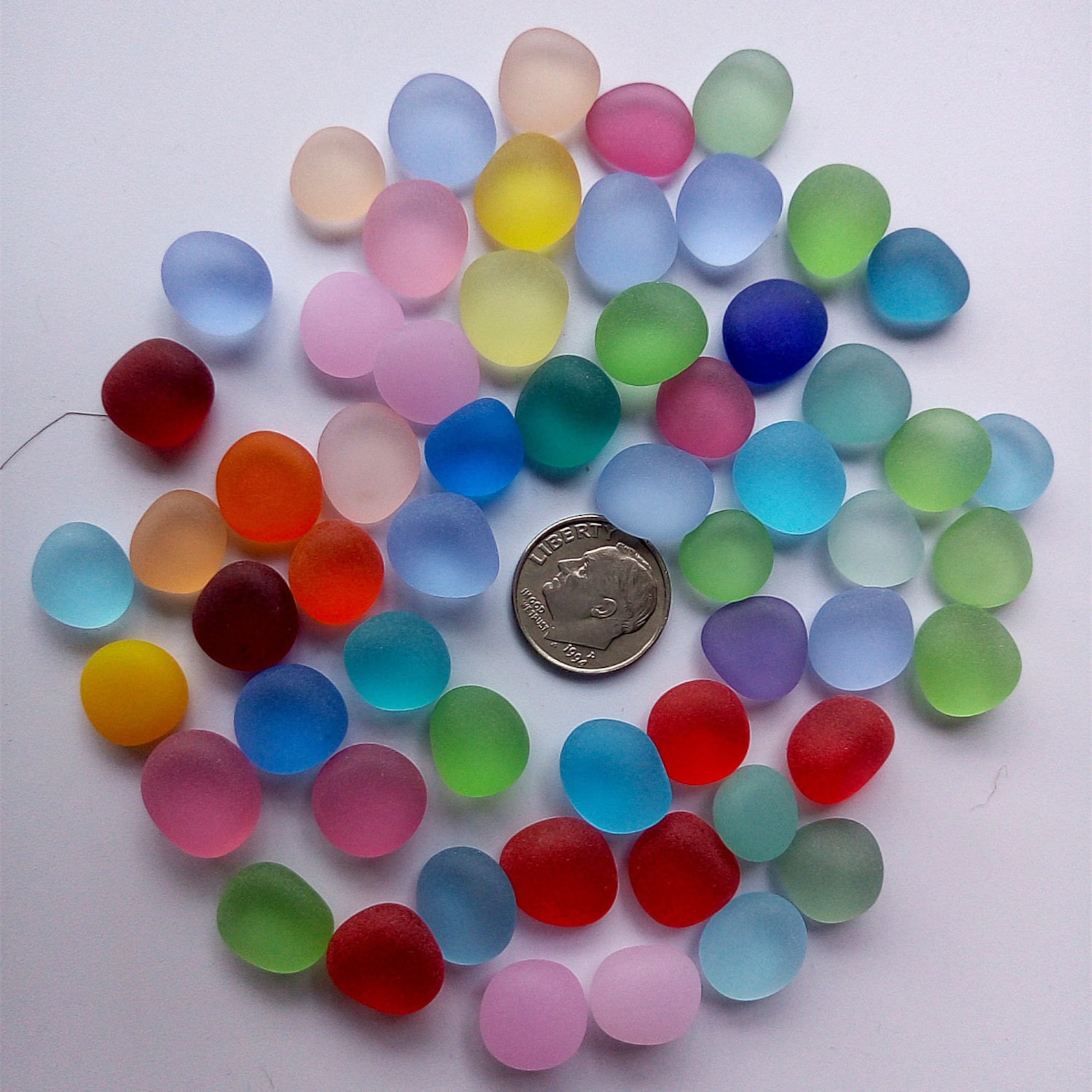 Round Sea Beach Glass Small 20 Pcs Mixed Color Lots Blue Green Red ...