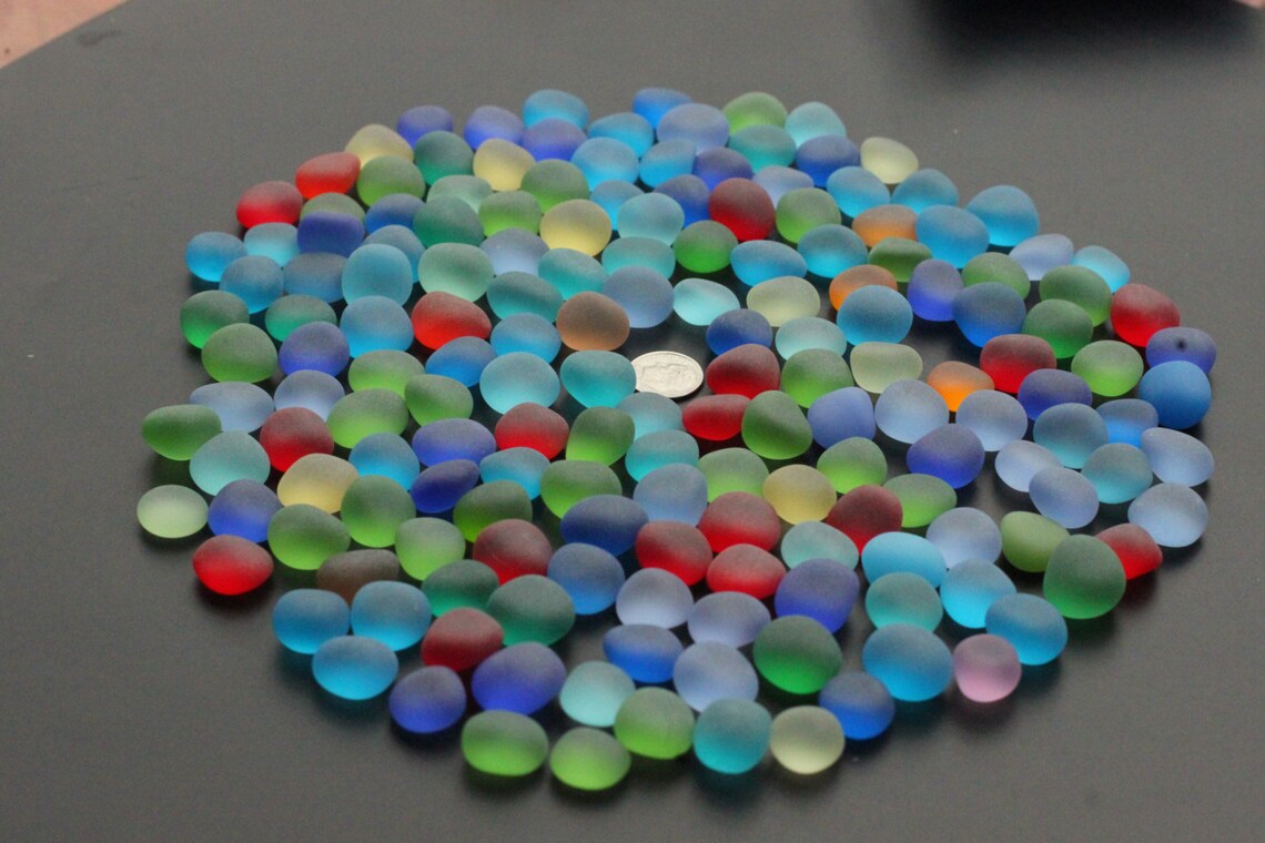 Dime Size Round Sea Beach Glass 20 Pcs Mixed Color Lots Bulk - Etsy
