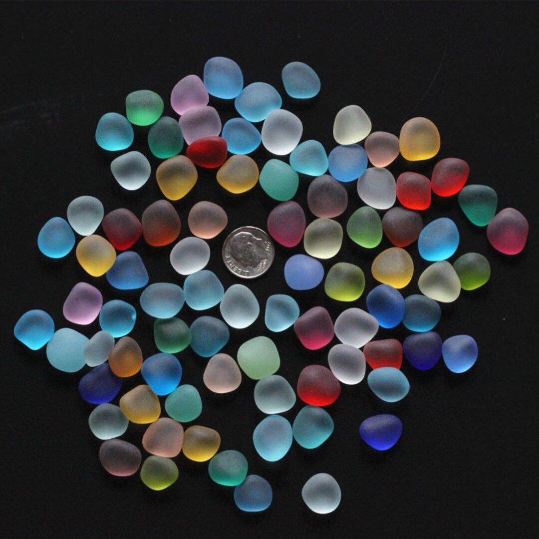 Round Sea Beach Glass 20 Pcs Mixed Color Lots Bulk Blue Green Red ...