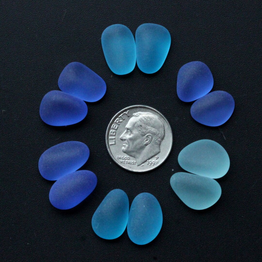 Sea Beach Glass 6 Pairs Blue Light Blue Cobalt Purple-blue Jewelry Use ...