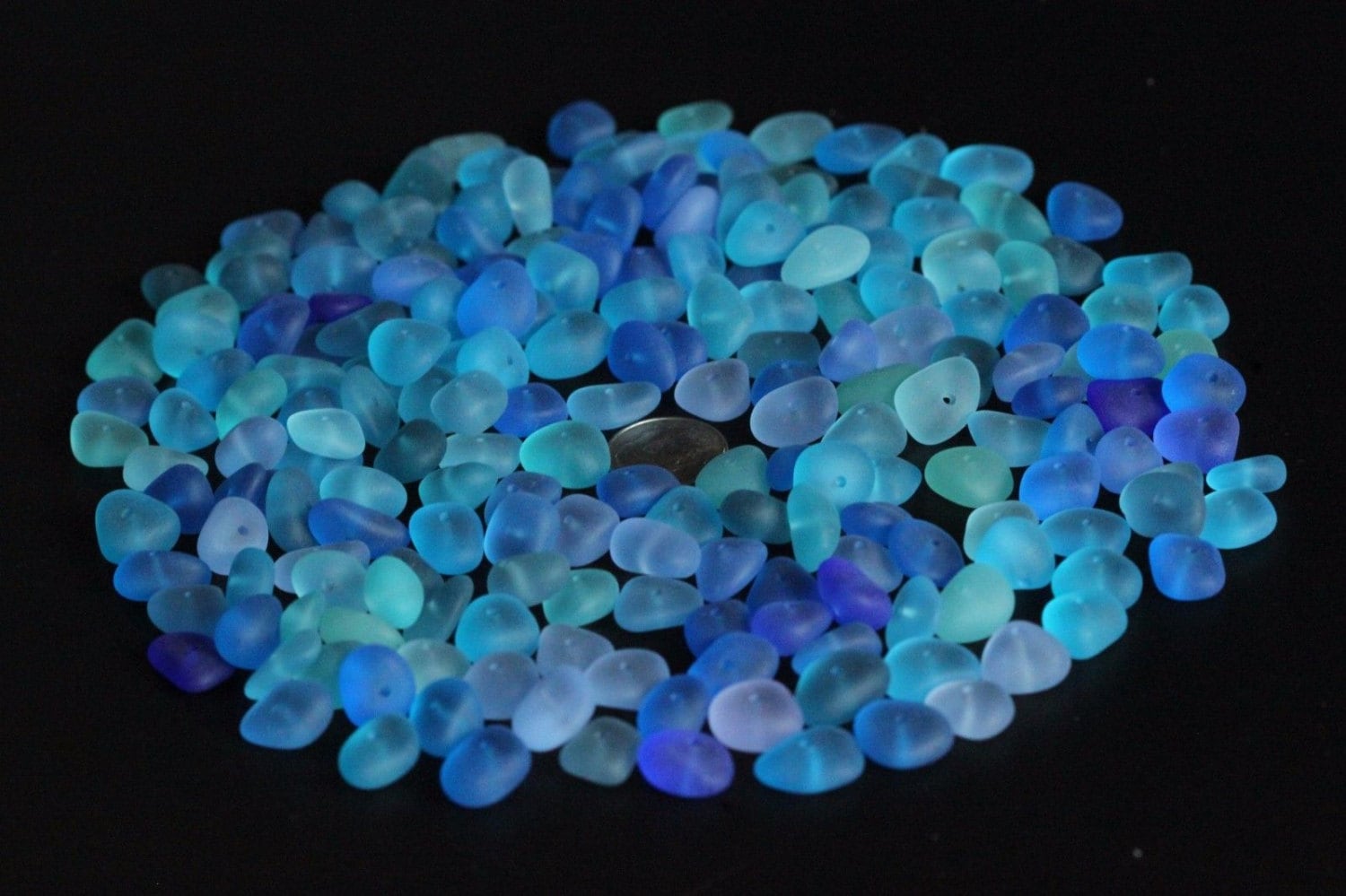 Center Drilled Sea Beach Glass 20 Pcs Lot Blue Aqua Turquoise - Etsy