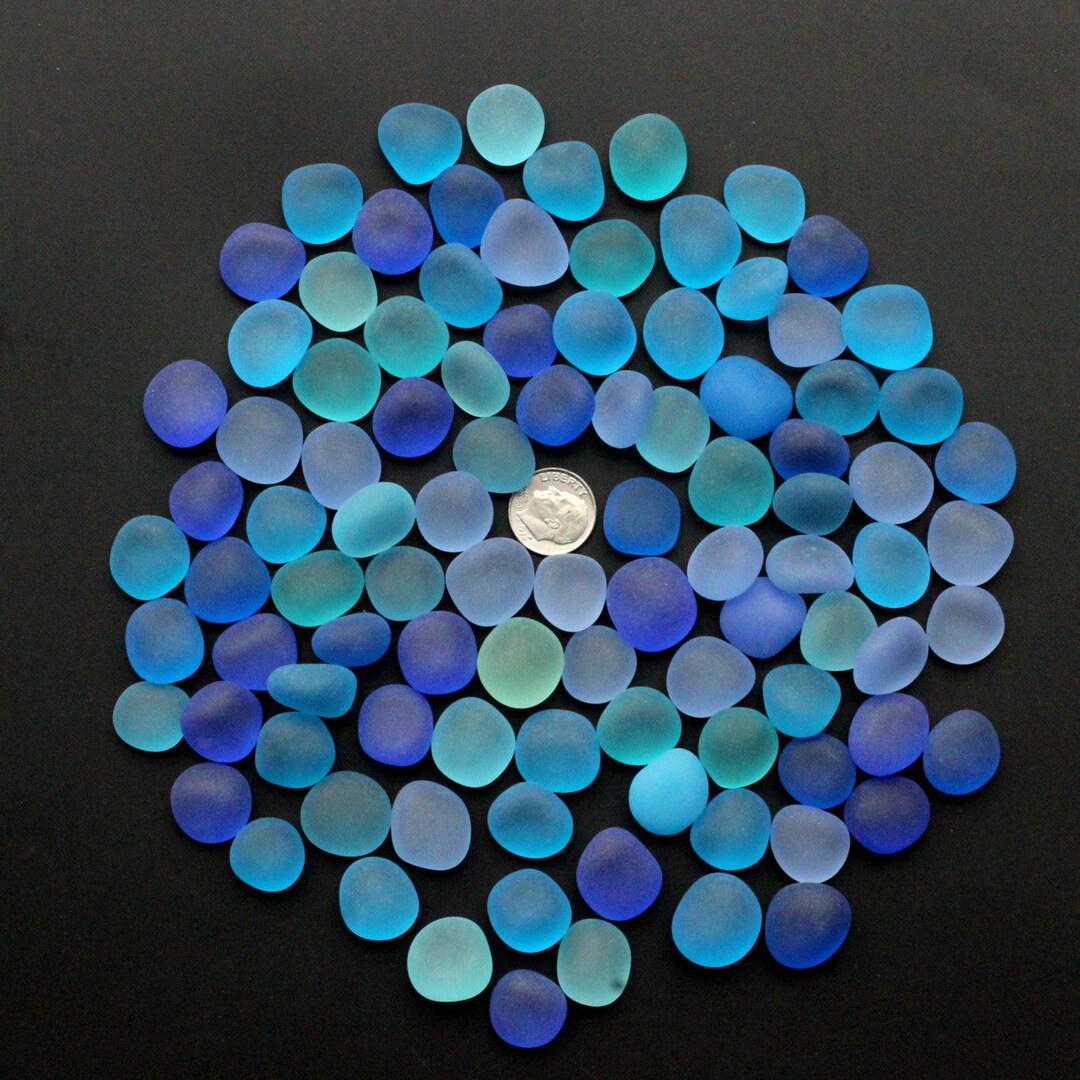 Dime Size Round Sea Beach Glass 20 Pcs Mixed Color Lots Bulk Blue ...