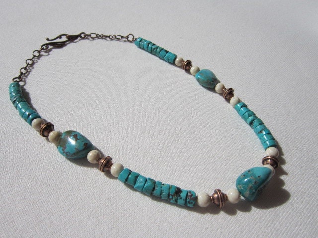 Turquoise and Copper Necklace - Etsy
