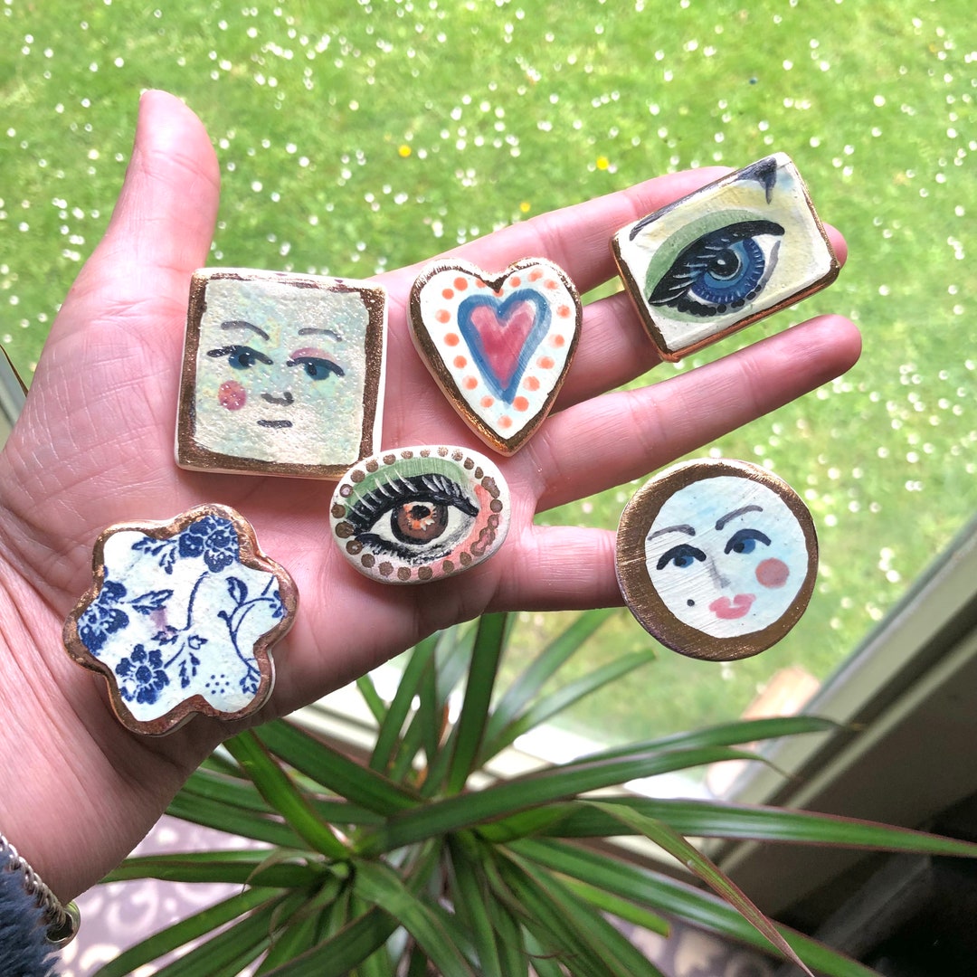 Ceramic Brooch Golden and Sunny Ceramic Brooches - Etsy