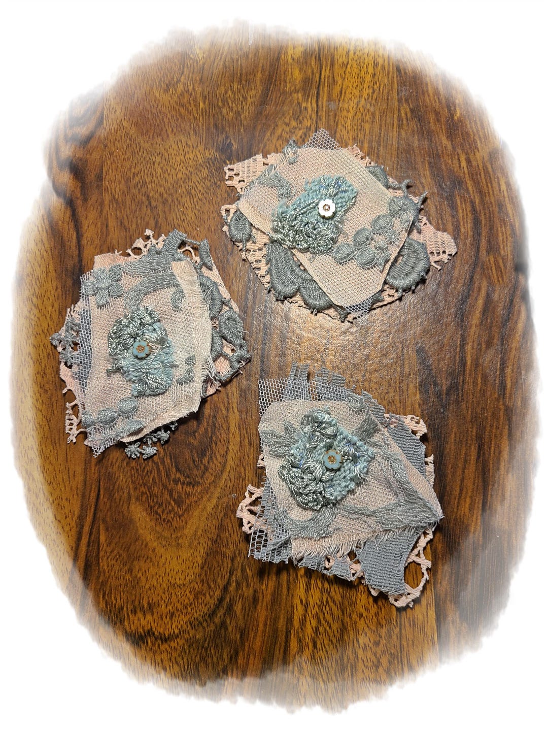 SHABBY-CHIC COLLAGE Appliques - Bohemian Fabric Snippets, Tattered ...