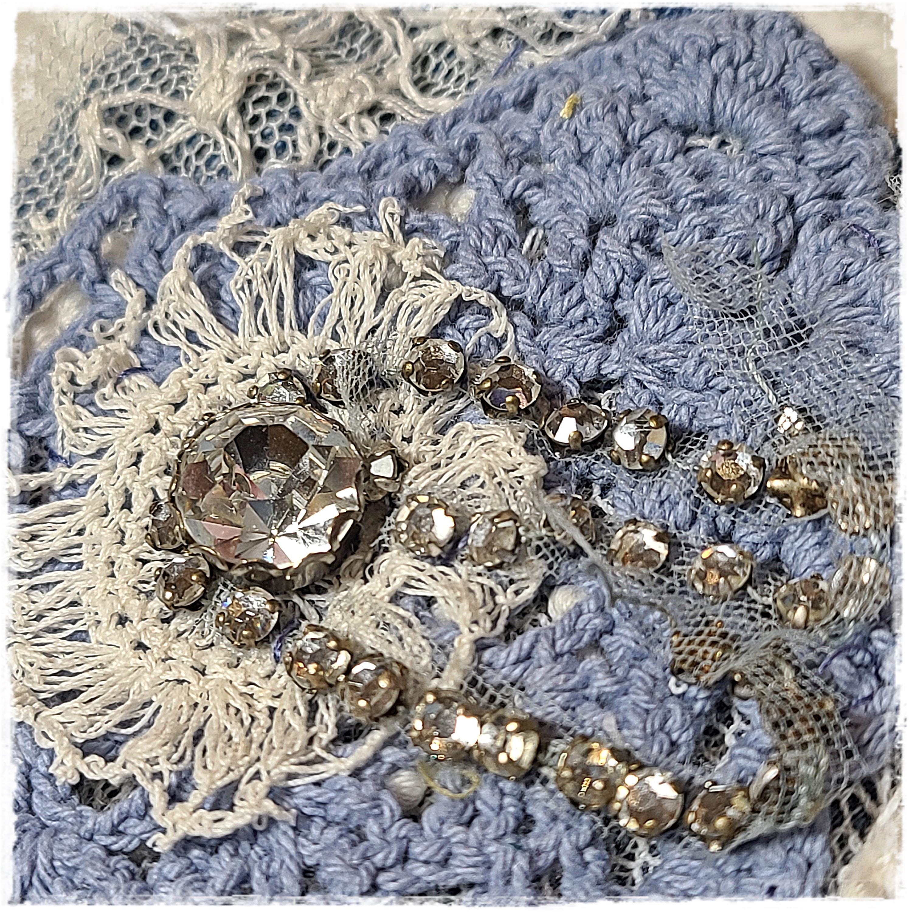 DENIM DIAMONDS & LACE Collage Appliques - Bohemian Fabric Snippets ...