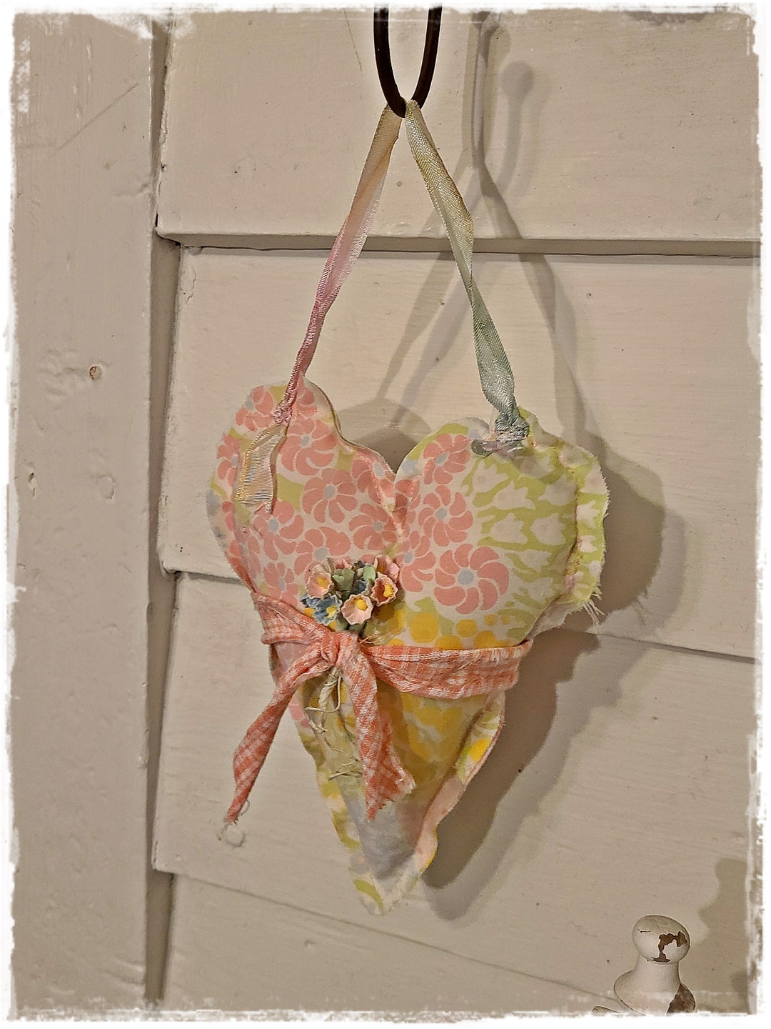 PUFFY FABRIC Hanging HEART Sweet Springtime Decor, Stuffed Hanging ...