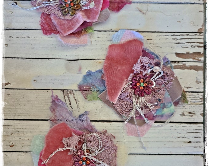 BOHEMIAN COLLAGE APPLIQUES - Shabby-chic Fabric Snippets, Tattered ...