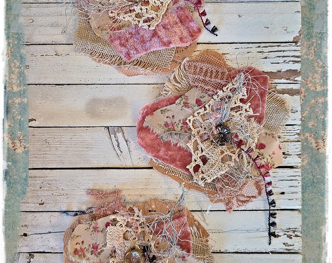 BOHEMIAN COLLAGE APPLIQUES - Shabby-chic Fabric Snippets, Tattered ...