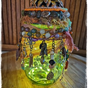 AUTUMN Jeweled Jypsy Jar 021 * Jeweled Glass Mason Jar * Bohemian Bling ...