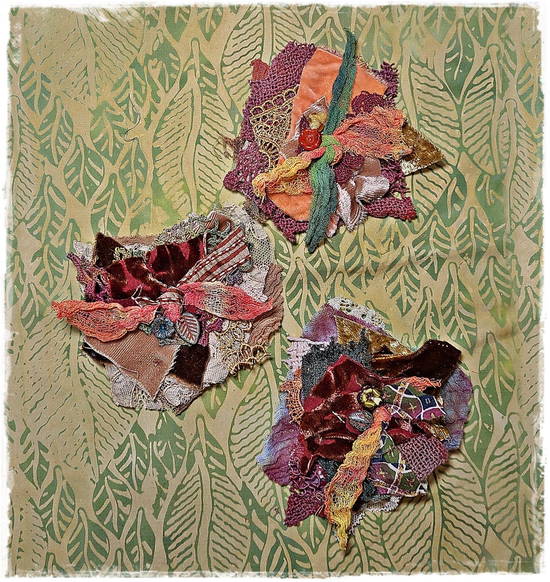 SCENTED FALL Collage Appliques - Shabby Bohemian Fabric Snippets ...