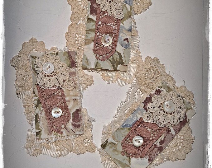 SHABBY-CHIC COLLAGE Appliques - Bohemian Fabric Snippets, Tattered ...