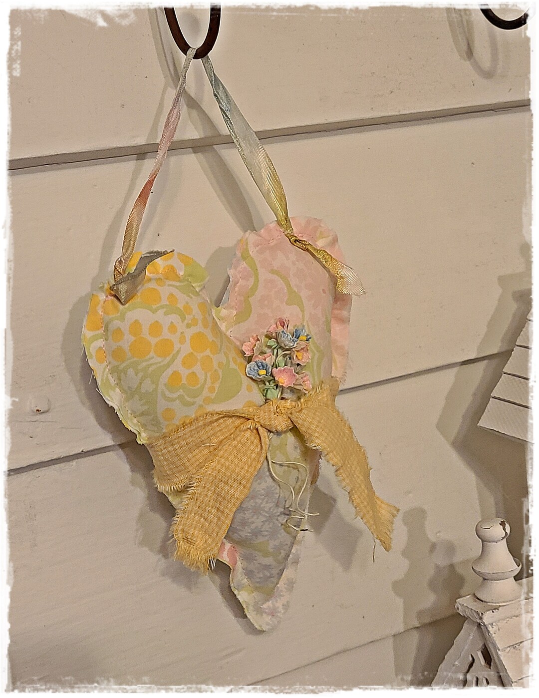 PUFFY FABRIC Hanging HEART - Sweet Springtime Decor, Stuffed Hanging ...