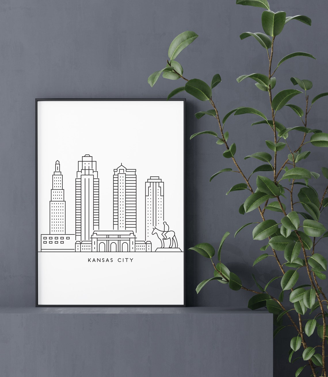 Printable Kansas City Poster, Downloadable Line Art, Minimalist City ...