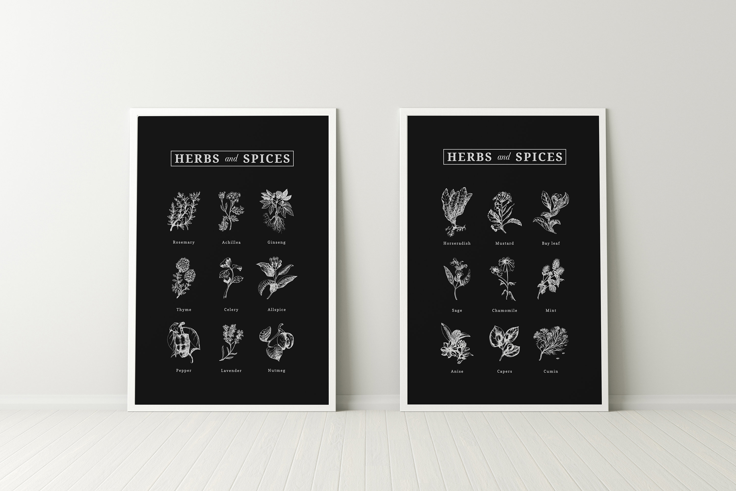 Set of 4 Printable Kitchen Prints Herbs and Spices - Etsy