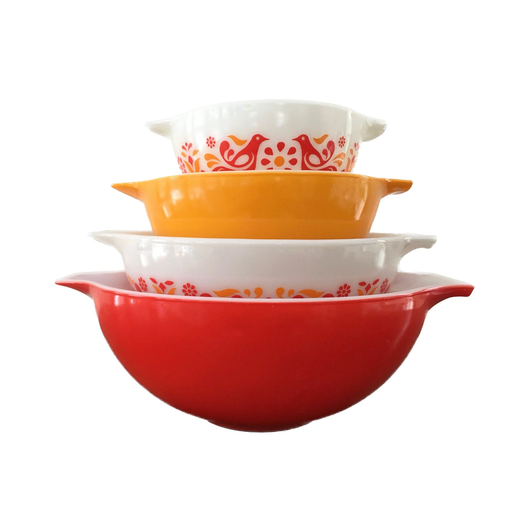 COMPLETE Set of 4 Vintage Pyrex Cinderella Bowls Friendship Birds ...