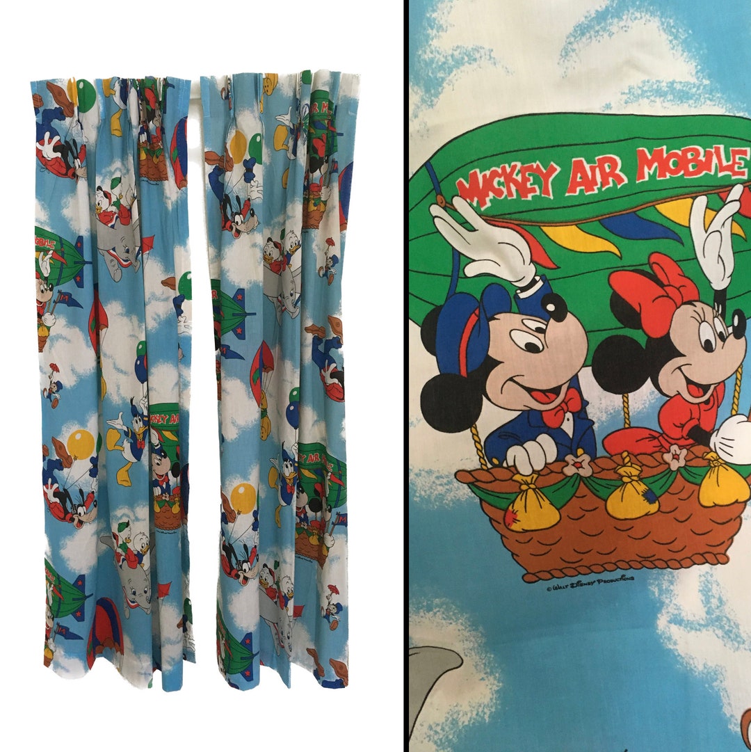 Vintage Disney Curtains 2 Panels, Enough for 1 Window Complete Set Pair ...