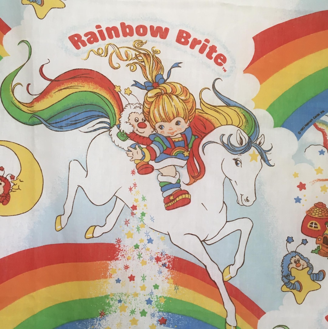 Vintage Rainbow Brite Curtain / Fabric / Material - One (1) Panel ...