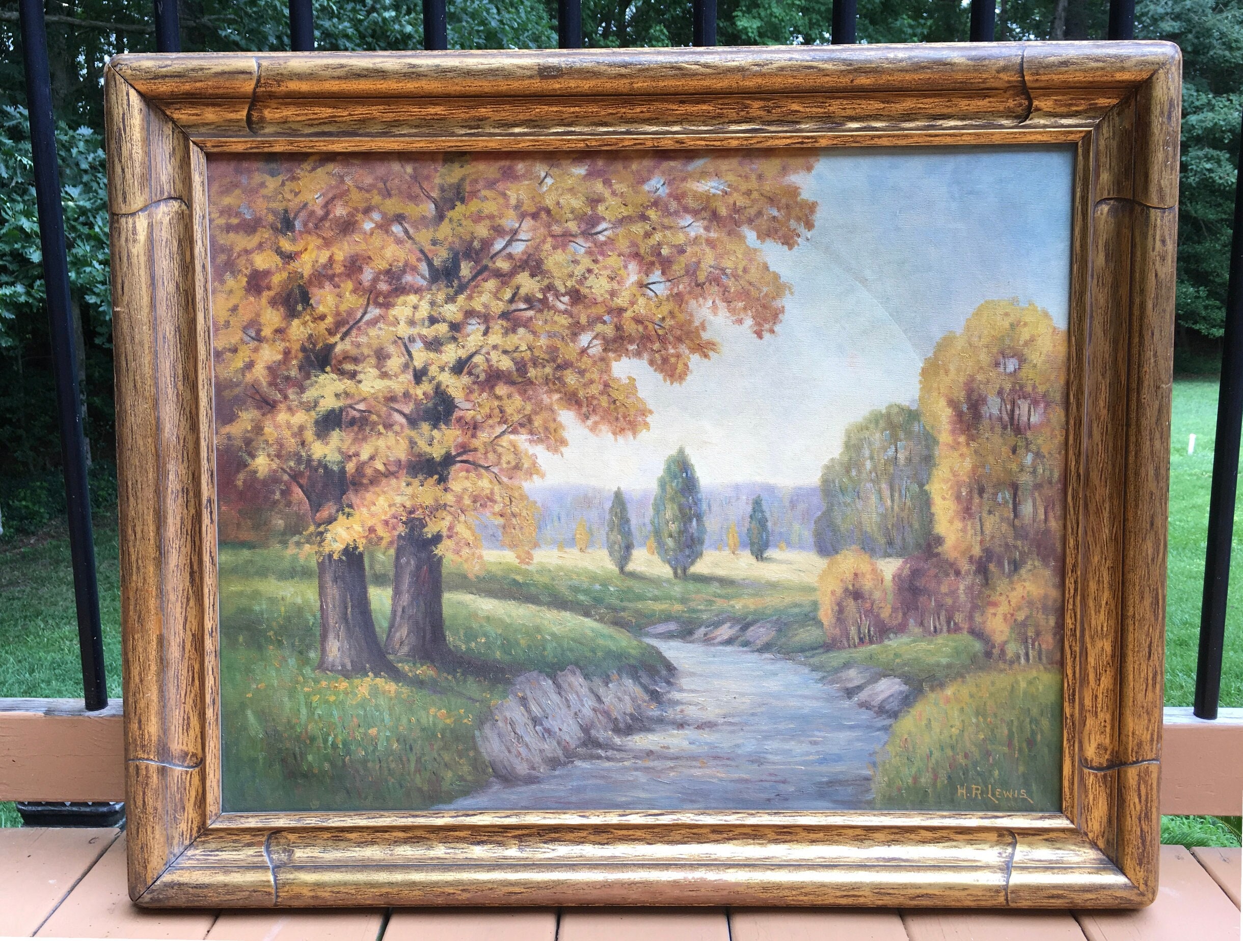 Large Original Oil Painting Signed H.R. hubert Lewis - Etsy