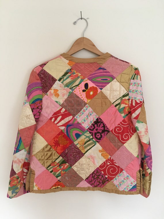 1970s Bohemian Patchwork Quilt Jacket - Vintage 60s 7… - Gem