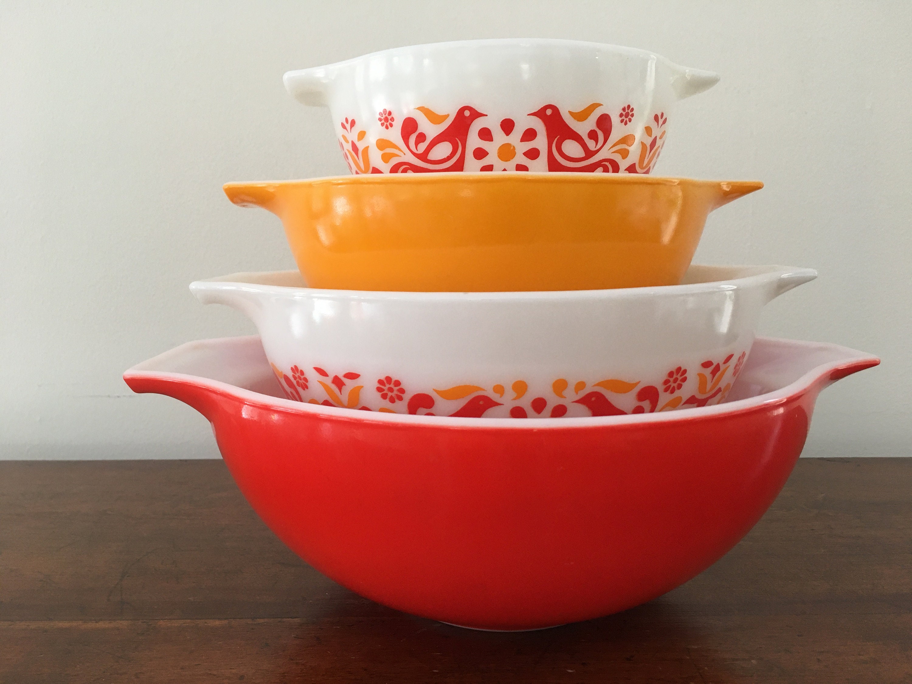 COMPLETE Set of 4 Vintage Pyrex Cinderella Bowls Friendship Birds ...