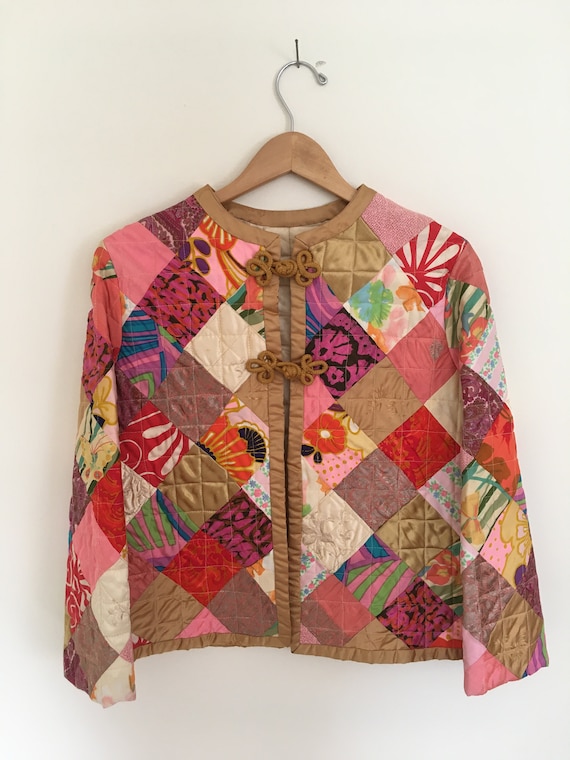 1970s Bohemian Patchwork Quilt Jacket - Vintage 60s 7… - Gem