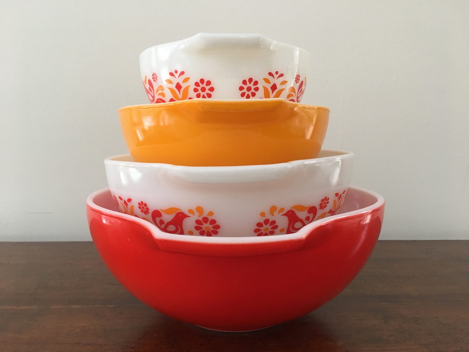COMPLETE Set of 4 Vintage Pyrex Cinderella Bowls Friendship Birds ...