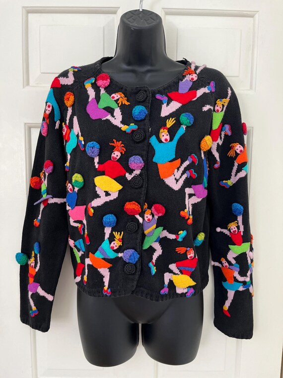 Vintage Michael Simon Cheerleading Pom Pom Cardigan S… - Gem