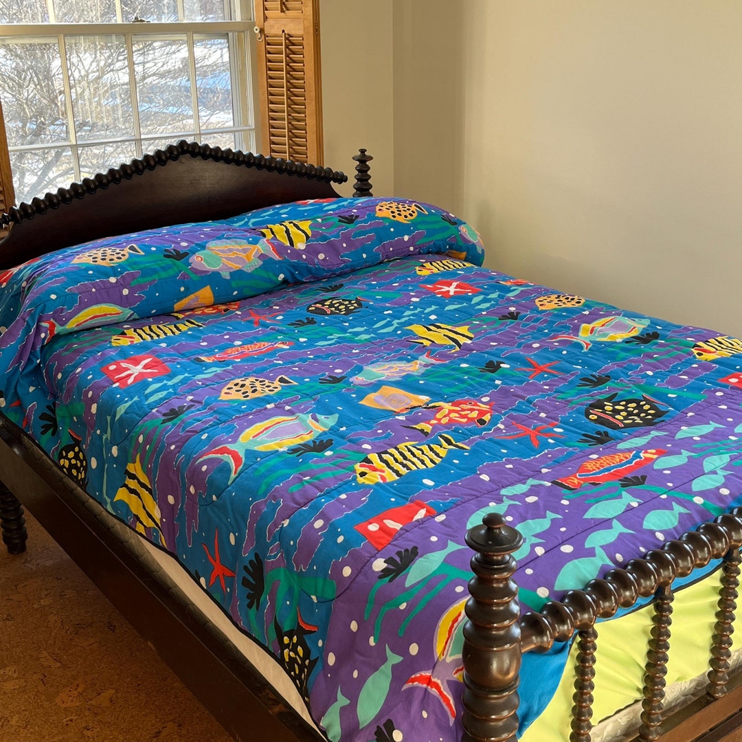 Vintage Tropical Fish Comforter by Springs - "reef Blue" - Colorful ...