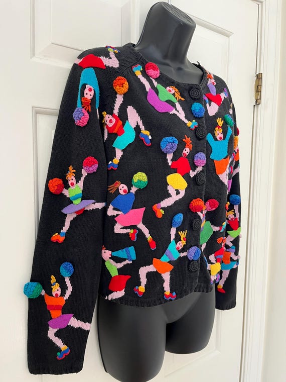 Vintage Michael Simon Cheerleading Pom Pom Cardigan S… - Gem