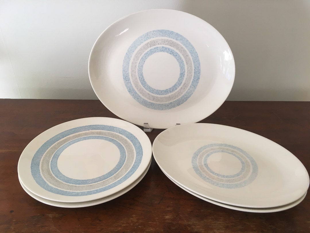 1960s Homer Laughlin Dinnerware - Vintage 60s MCM Design - Blue Circles ...