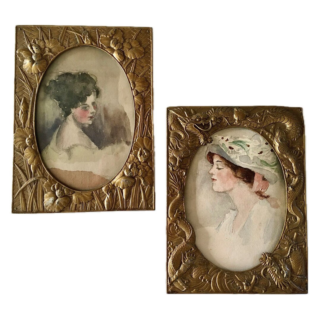 Vintage Embossed Metal Frame - Photo or Art Display - Gold Embossed ...