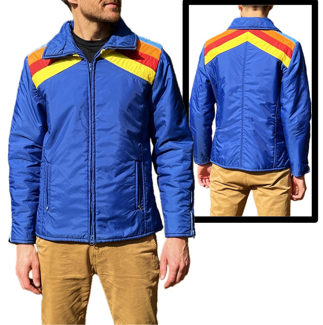 Vintage 1970s Ski Coat by Edelweiss Skiwear - Blue Quilted Snowsuit ...