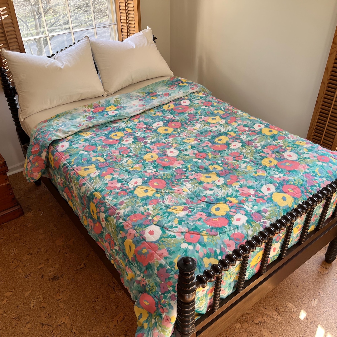 Vintage 80s 90s Dan River Comforter – Reversible Floral Bedding – 1980s ...